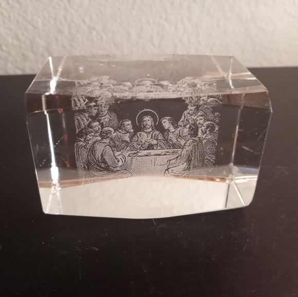 Unique Vintage | Art | 3d Laser Etched Crystal Of Last Supper | Poshmark